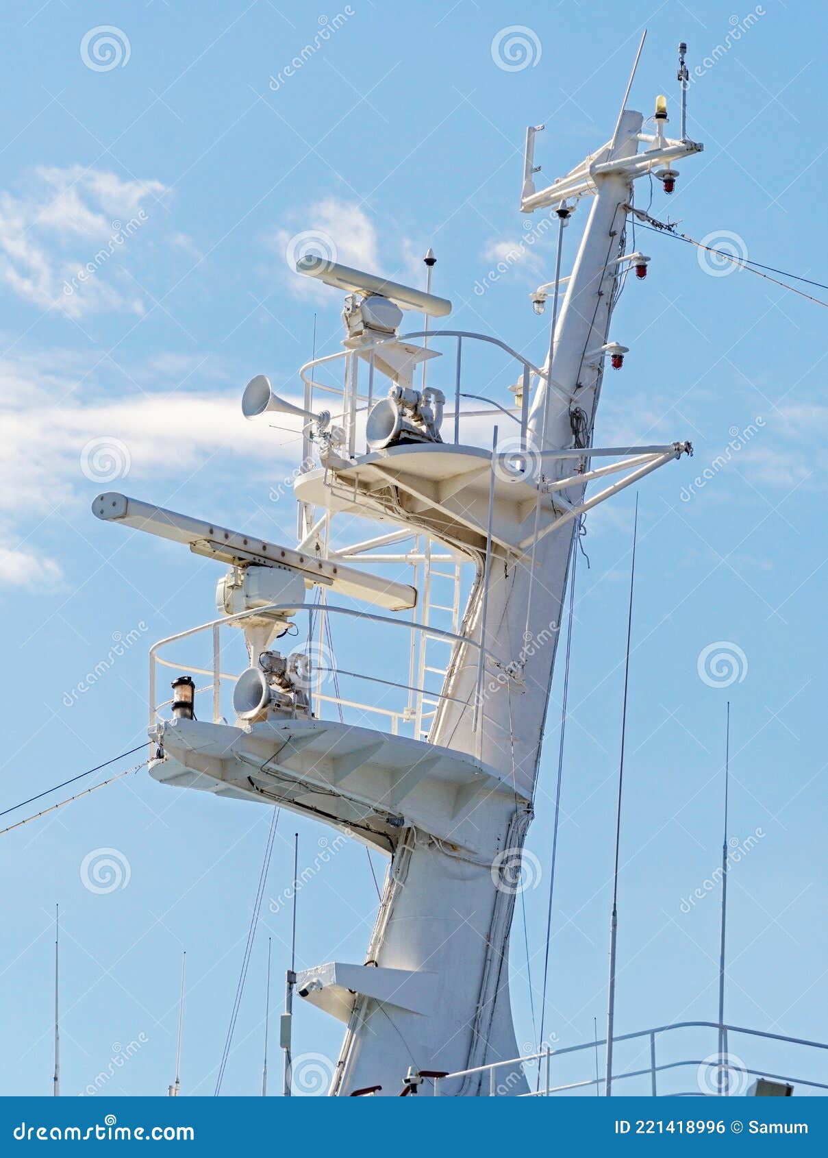 Ships Antenna and Navigation System in a Sky Stock Photo - Image of ...