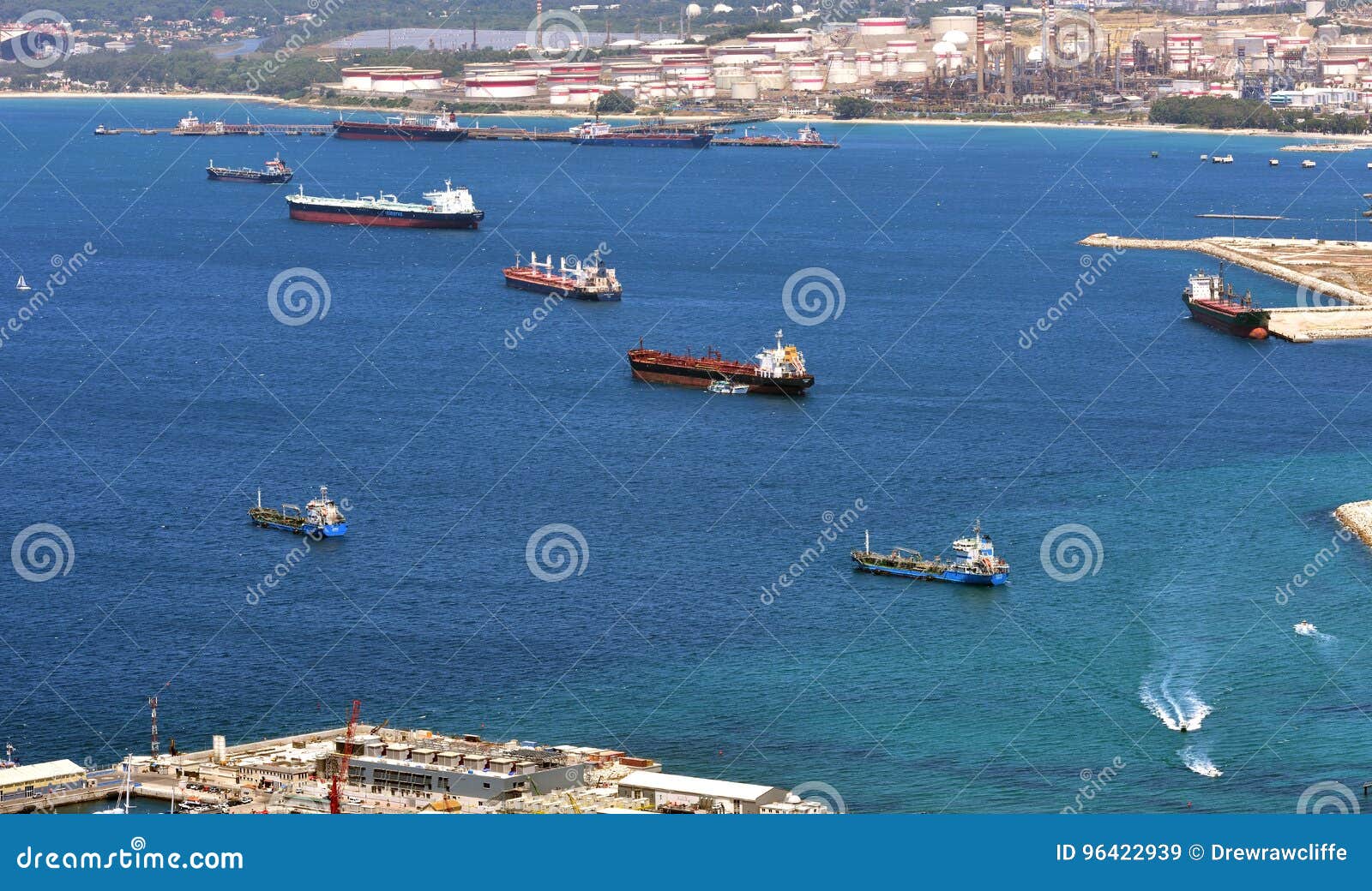 Ships in the Bay of Gibraltar Editorial Stock Image - Image of ...