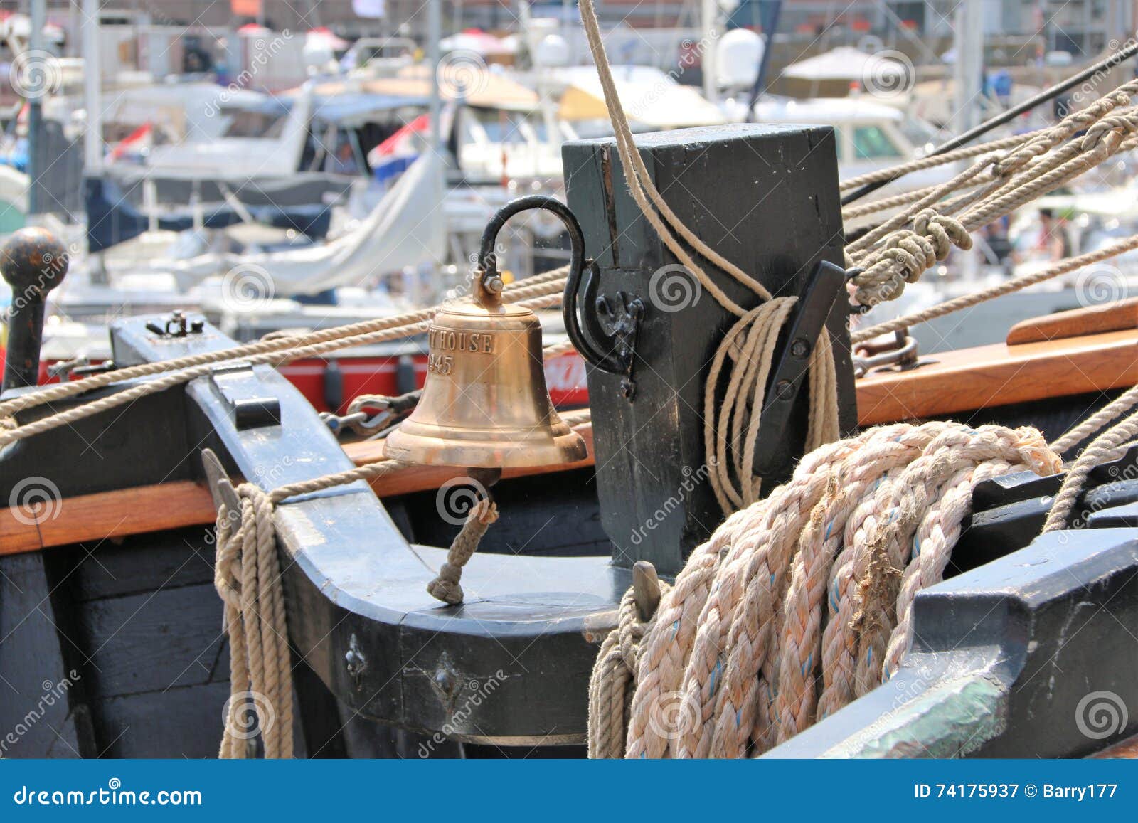 Ships Bell stock image. Image of warning, gold, hemp - 74175937