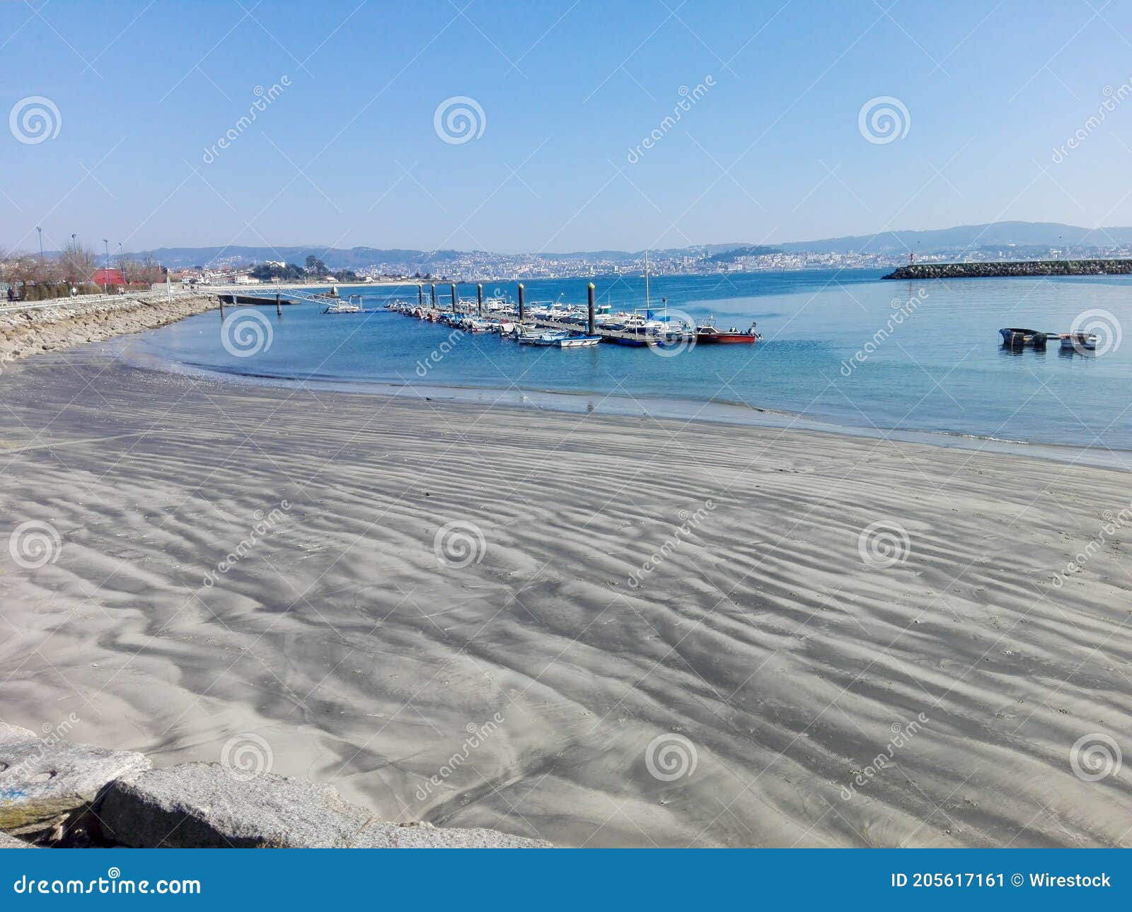 Ships and Boats on the Shore of a Calm Sea Stock Image - Image of water ...