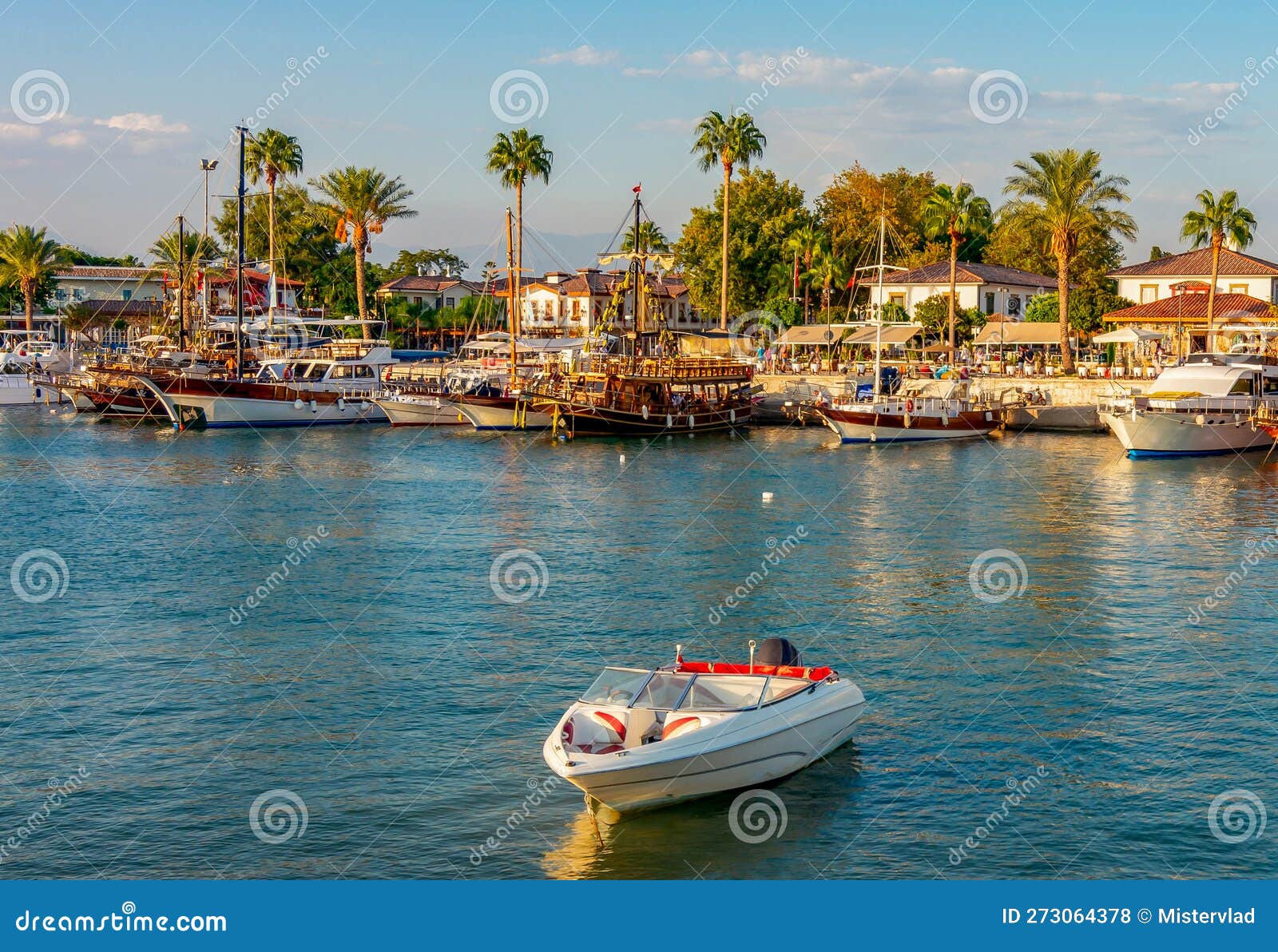 Ships and Boats in Side Port, Turkey Stock Photo - Image of historic ...