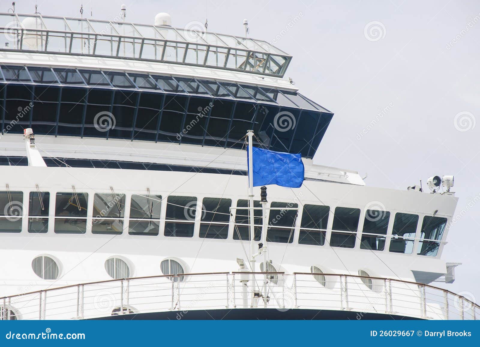 Ships Bridge with Blue Flag Stock Image - Image of harbor, nautical ...