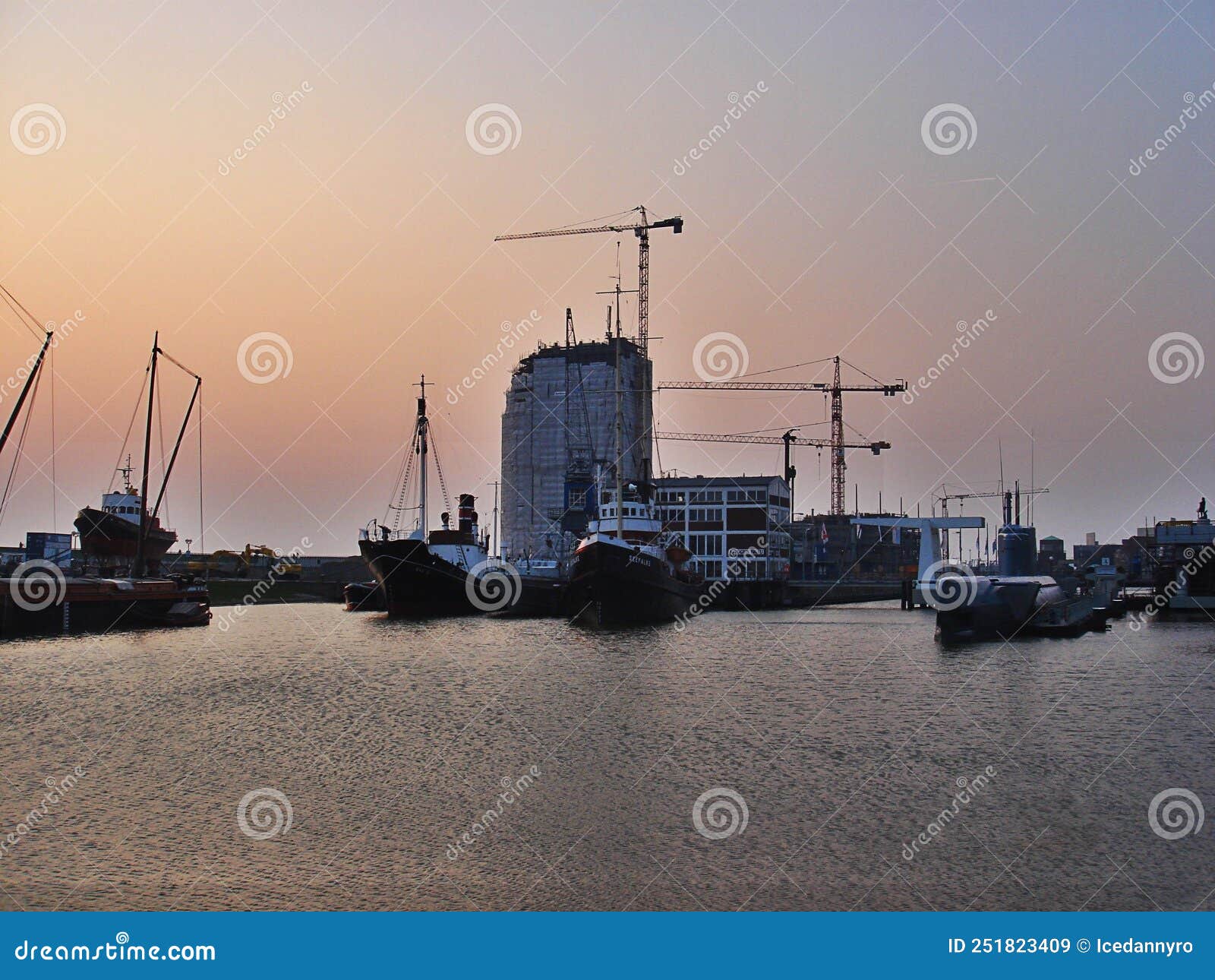 Ships docking in a harbour stock image. Image of nautical - 251823409