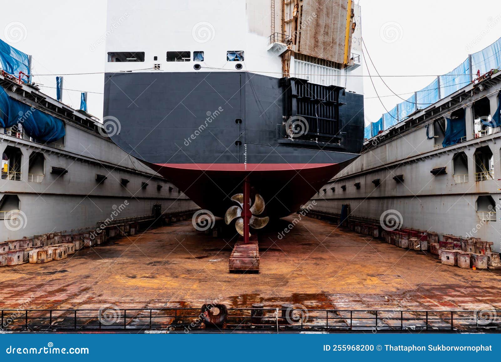 Ships in Dry Dock Under Repair and Maintenance Stock Photo - Image of ...