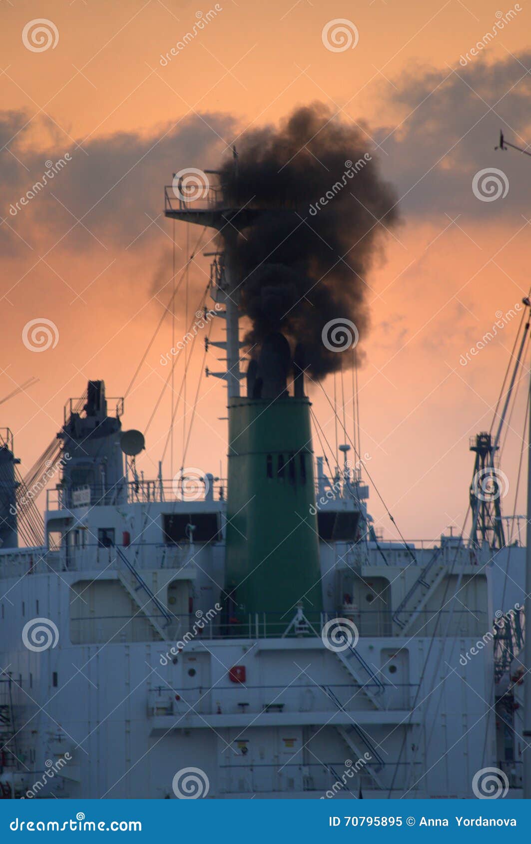 Ships Funnel Emitting Black Smoke Stock Image - Image of pollution ...