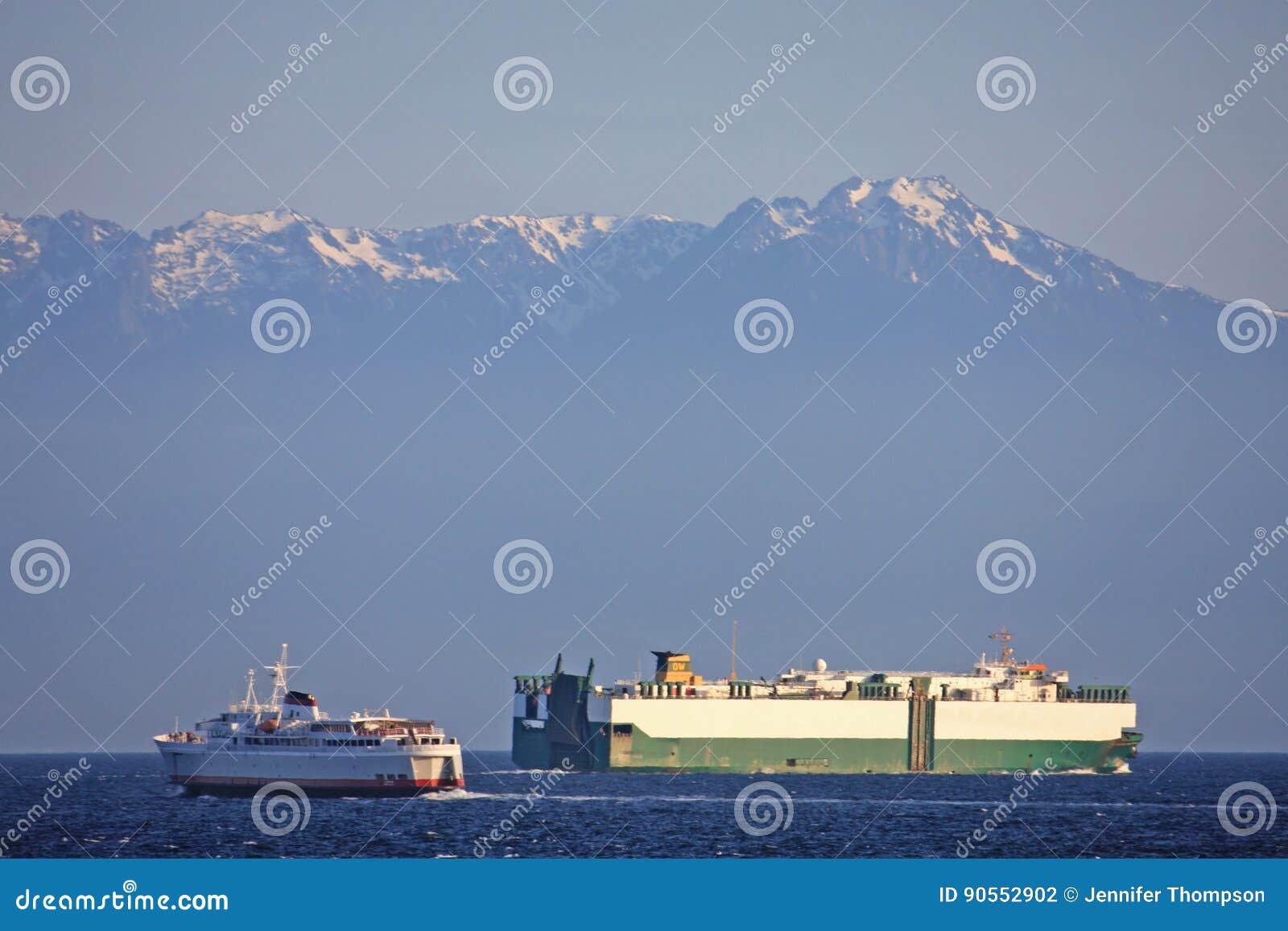 Ships in the Haro Strait stock photo. Image of columbia - 90552902