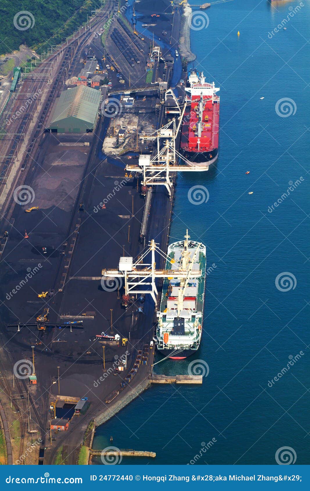 Ships loading coal stock photo. Image of helicopter, export - 24772440