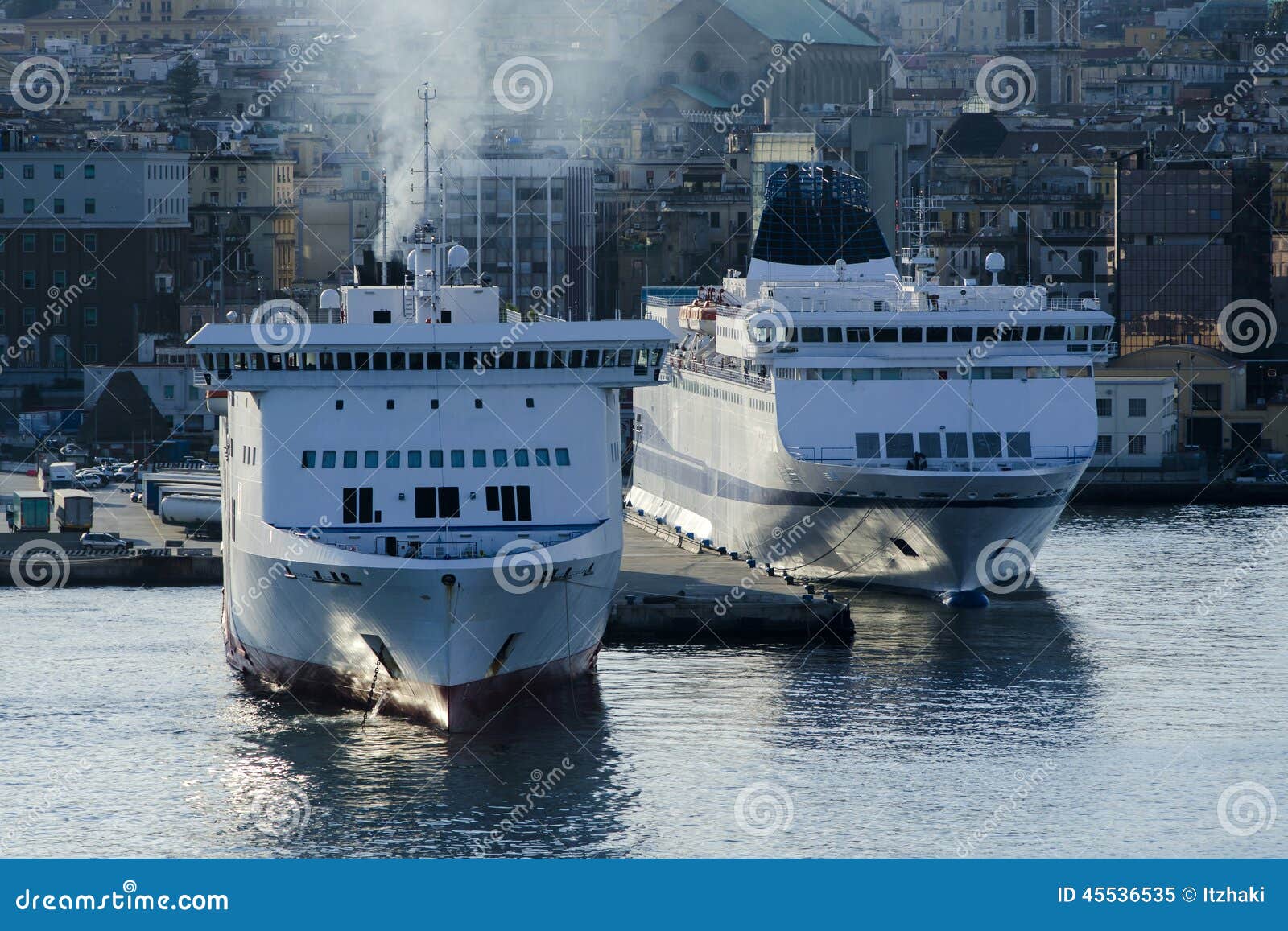 Ships in Naples Port at Sunset Stock Image - Image of journey, italy ...