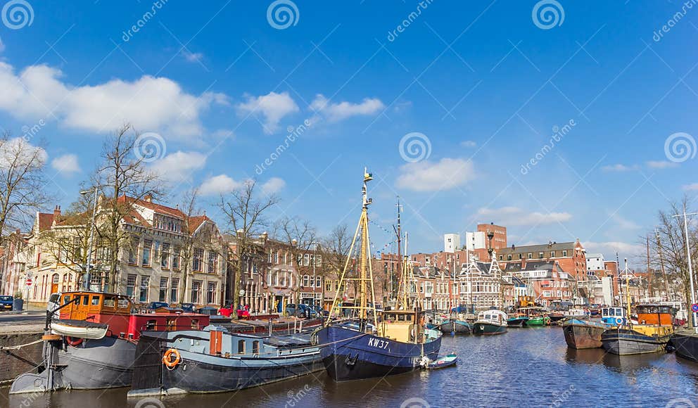 Ships at the Noorderhaven in Groningen Editorial Stock Photo - Image of ...