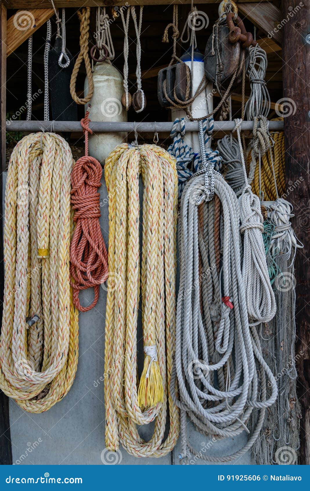 Ships Rigging, Ropes, Fishing Nets, Rope Ladders. Vertical Stock Photo ...