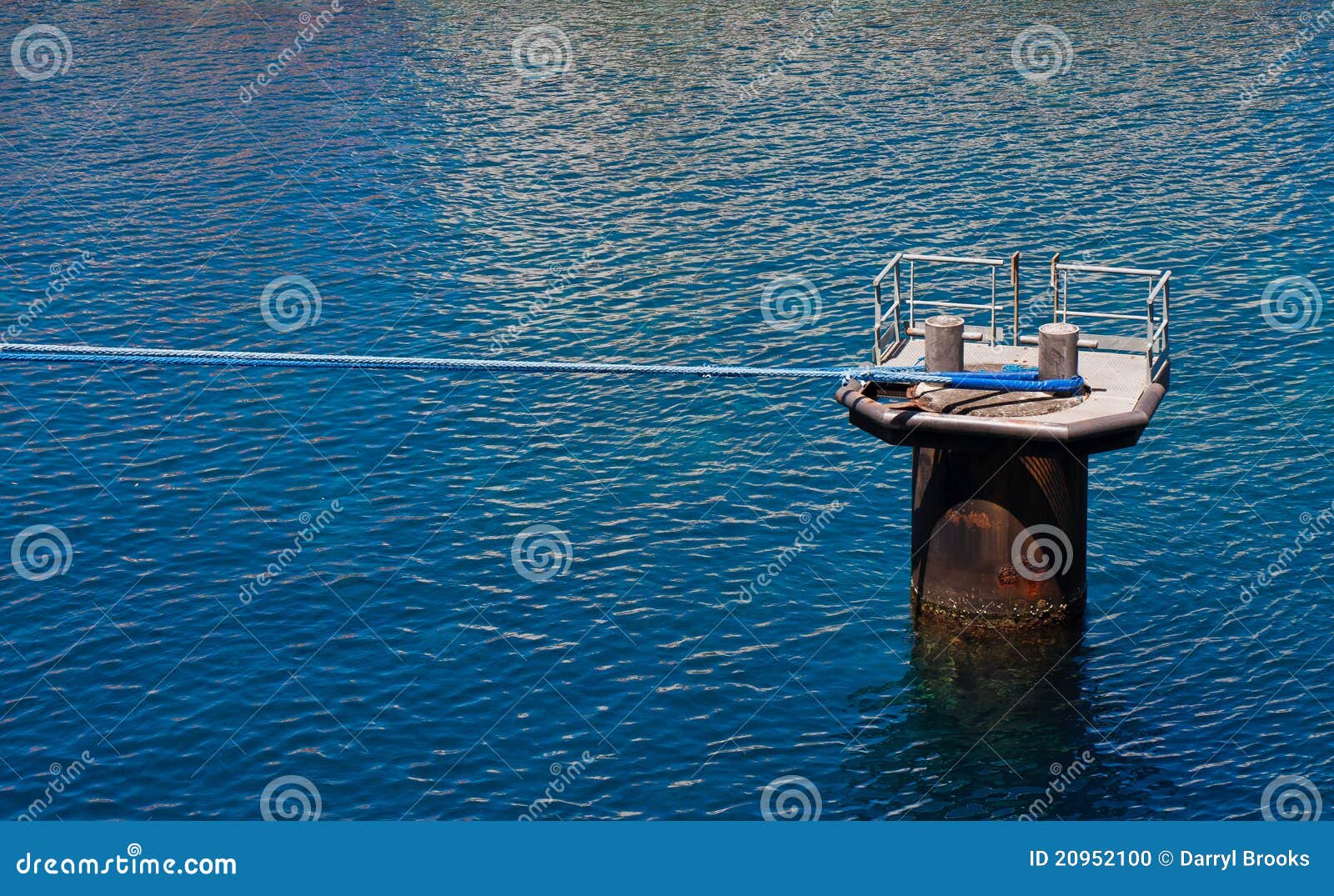 Ships Rope Tied To Post in Blue Water Stock Photo - Image of transport ...