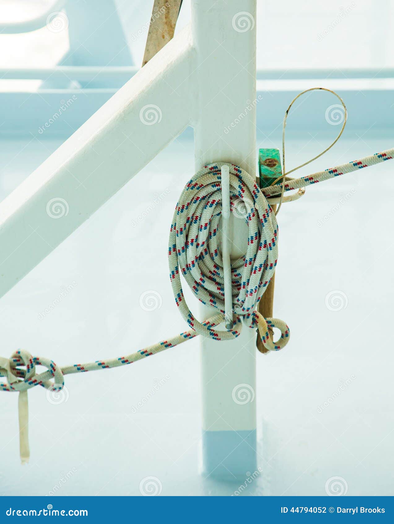 Ships Rope Tied to Post stock photo. Image of rigging - 44794052