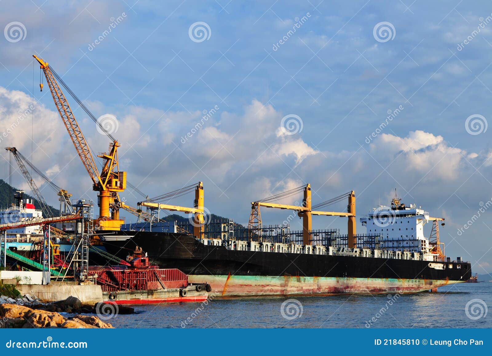 Ships at shipyard dock stock photo. Image of barge, gantry - 21845810