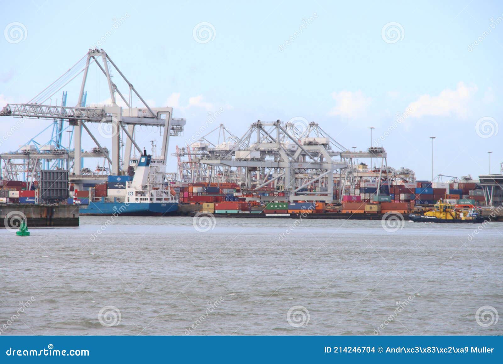 Ships at Terminal while Loading and Unloading Containers in the ...