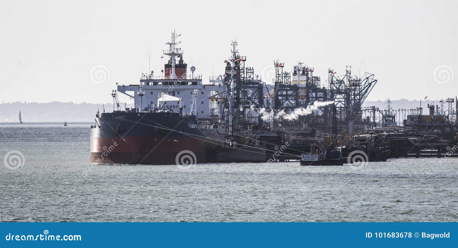 Ships Unloading at Fawley Refinery Stock Photo - Image of landscape ...