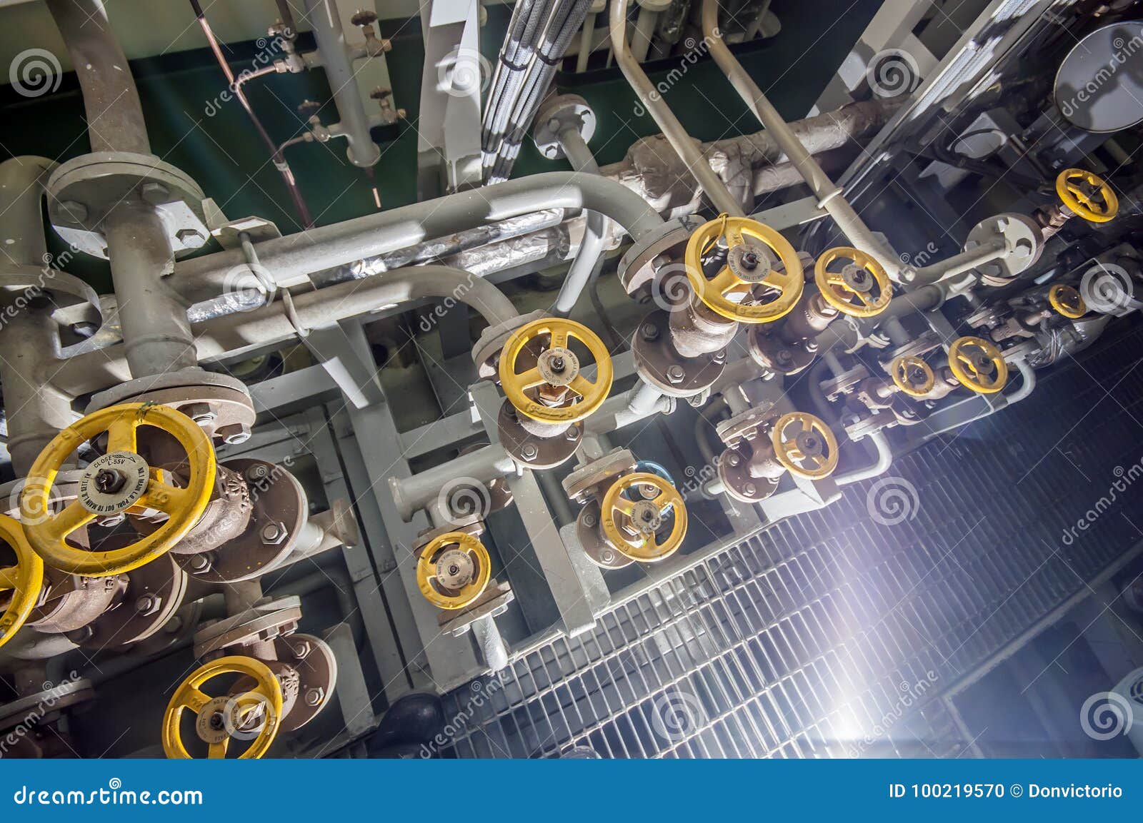 Ships valves, main engine stock photo. Image of engine - 100219570