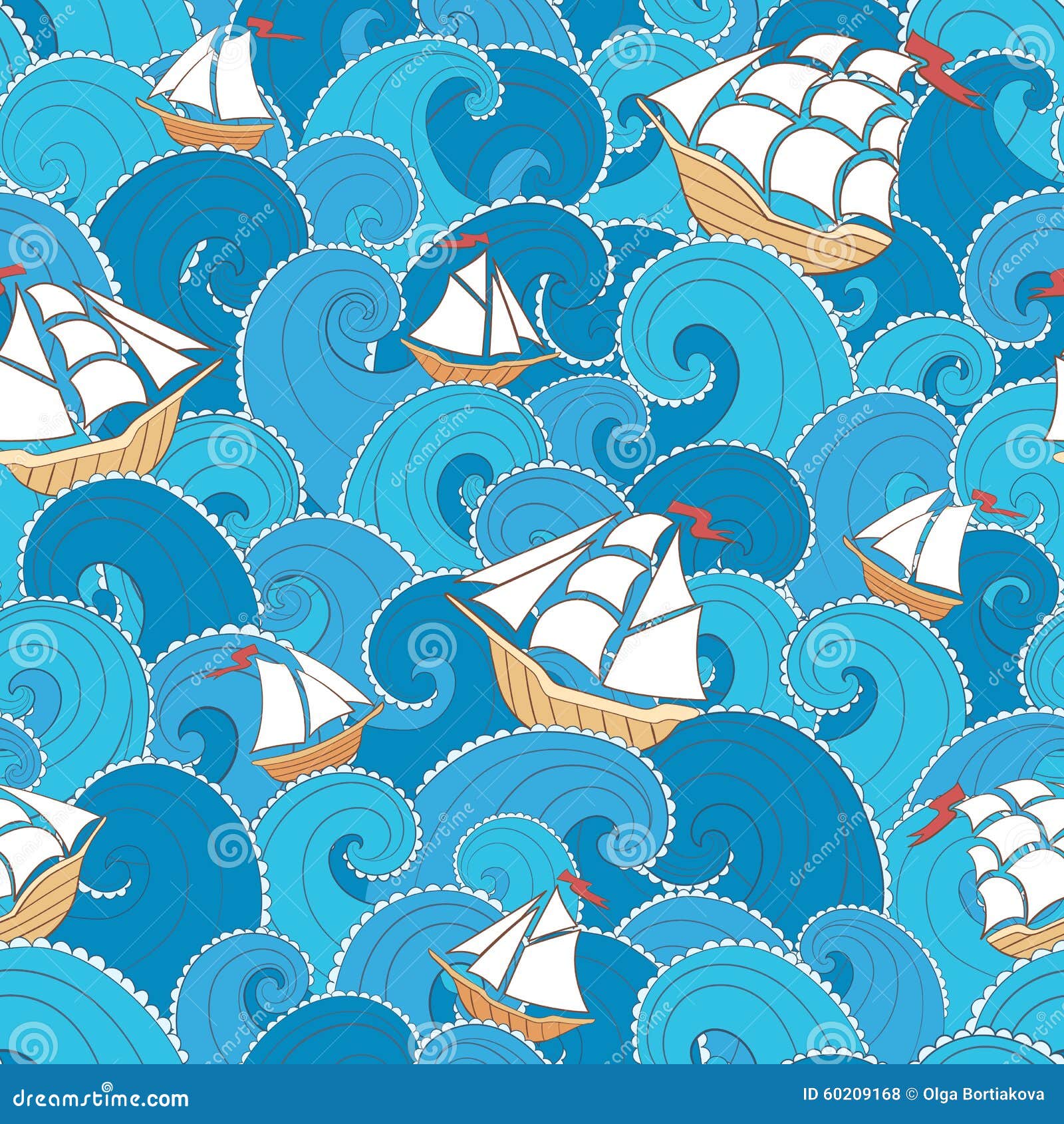 Ships and waves pattern stock vector. Illustration of cruise - 60209168