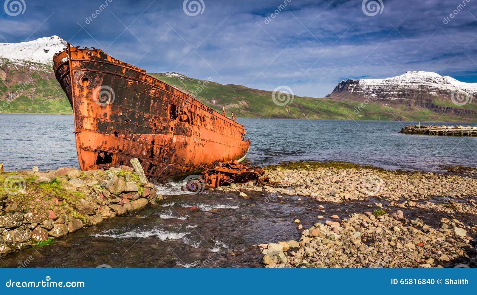 Shipwreck on the Arctic Sea, Iceland Stock Photo - Image of westfjord ...