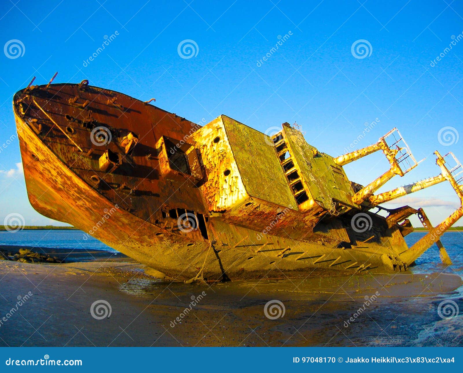 Shipwreck on a beach stock photo. Image of shore, deserted - 97048170