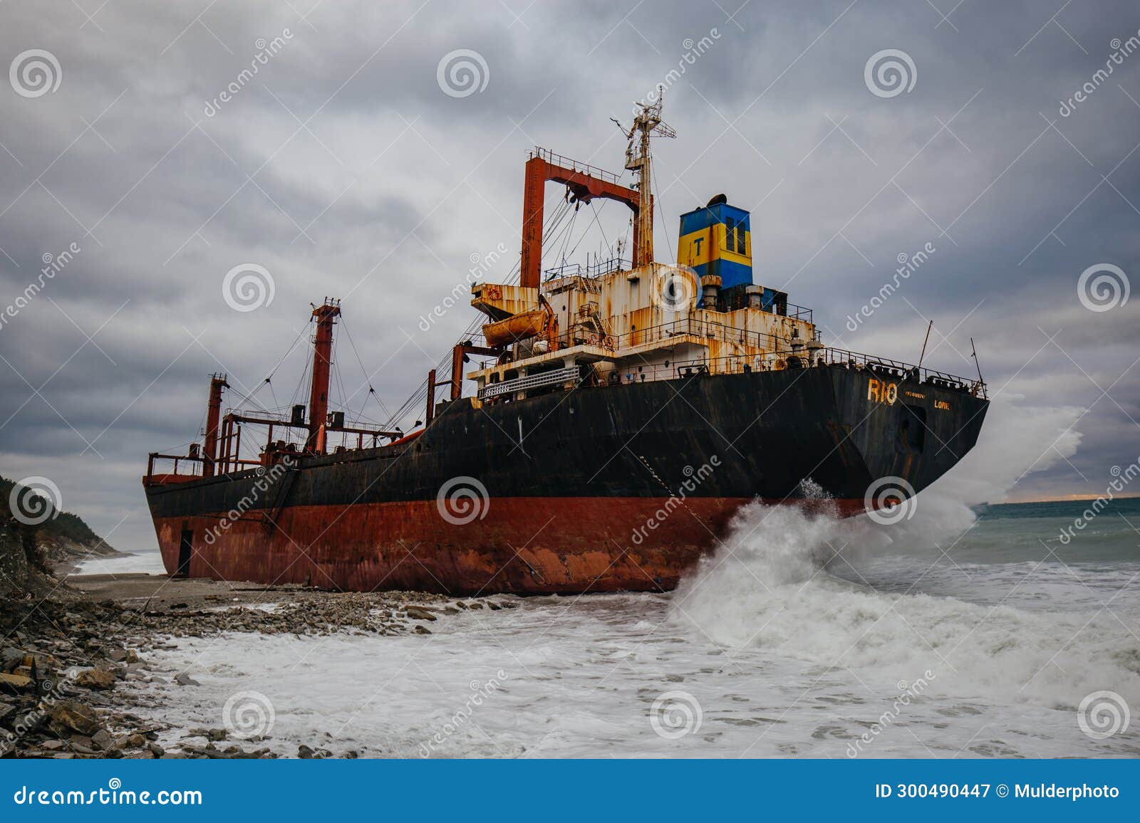 Shipwreck of Cargo Ship Rio on Black Sea Shore Editorial Photography ...