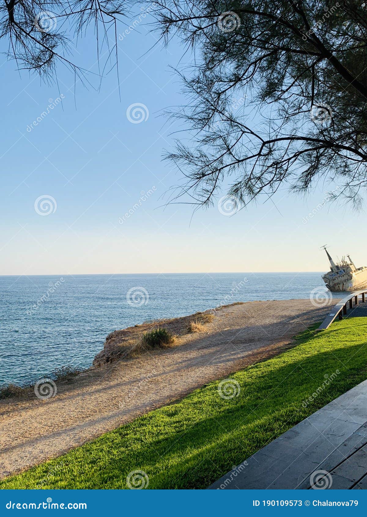 Shipwreck on Cyprus Paphos View of Sea Coast Stock Image - Image of ...