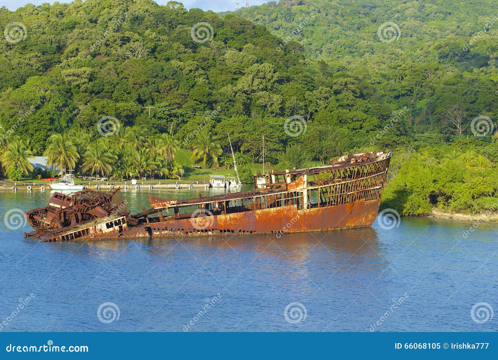 Shipwreck in Roatan, Honduras Stock Image - Image of vessel, tropical ...