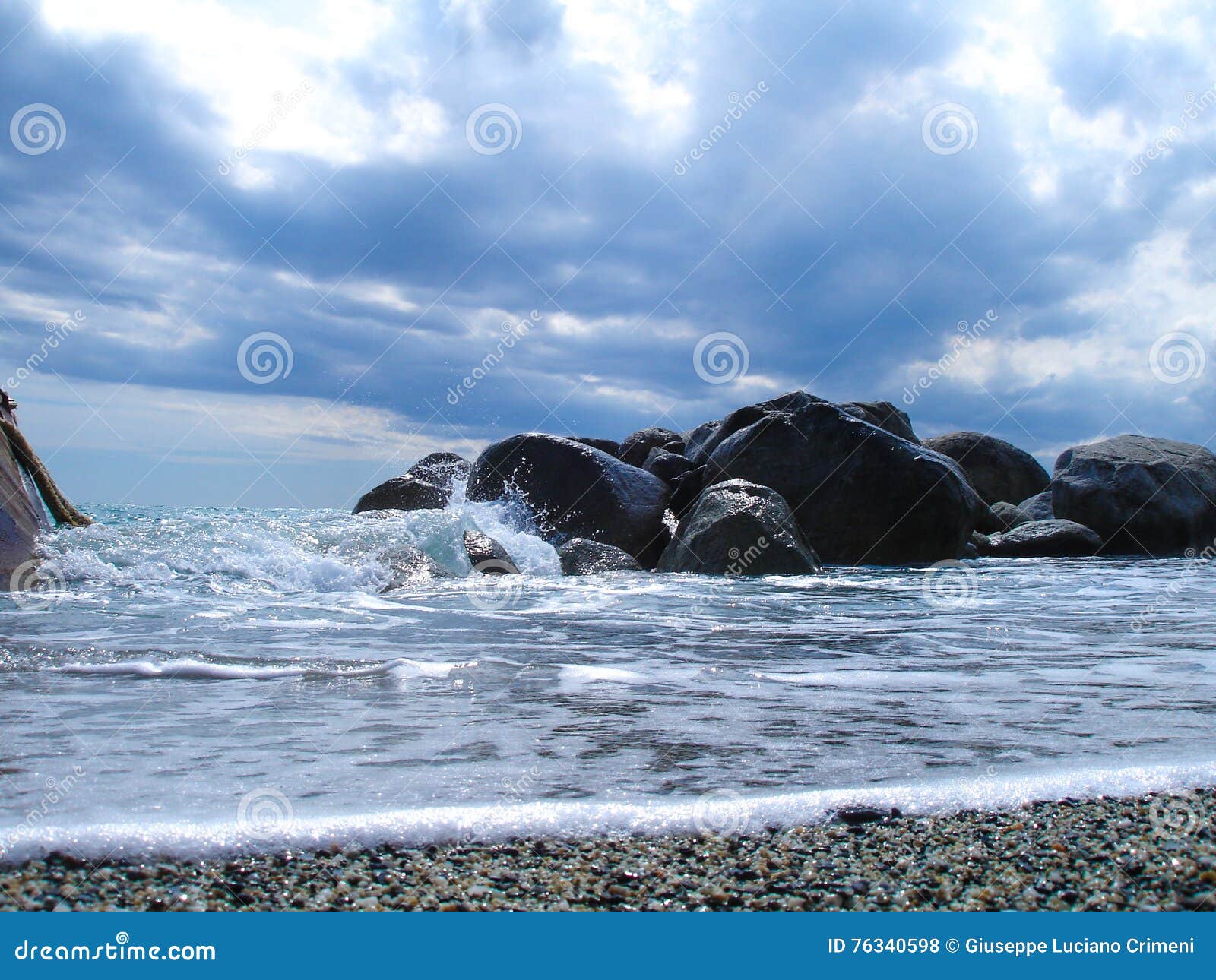 Shipwreck of a Sailing Ship after a Storm with Blue Sky. Stock Photo ...