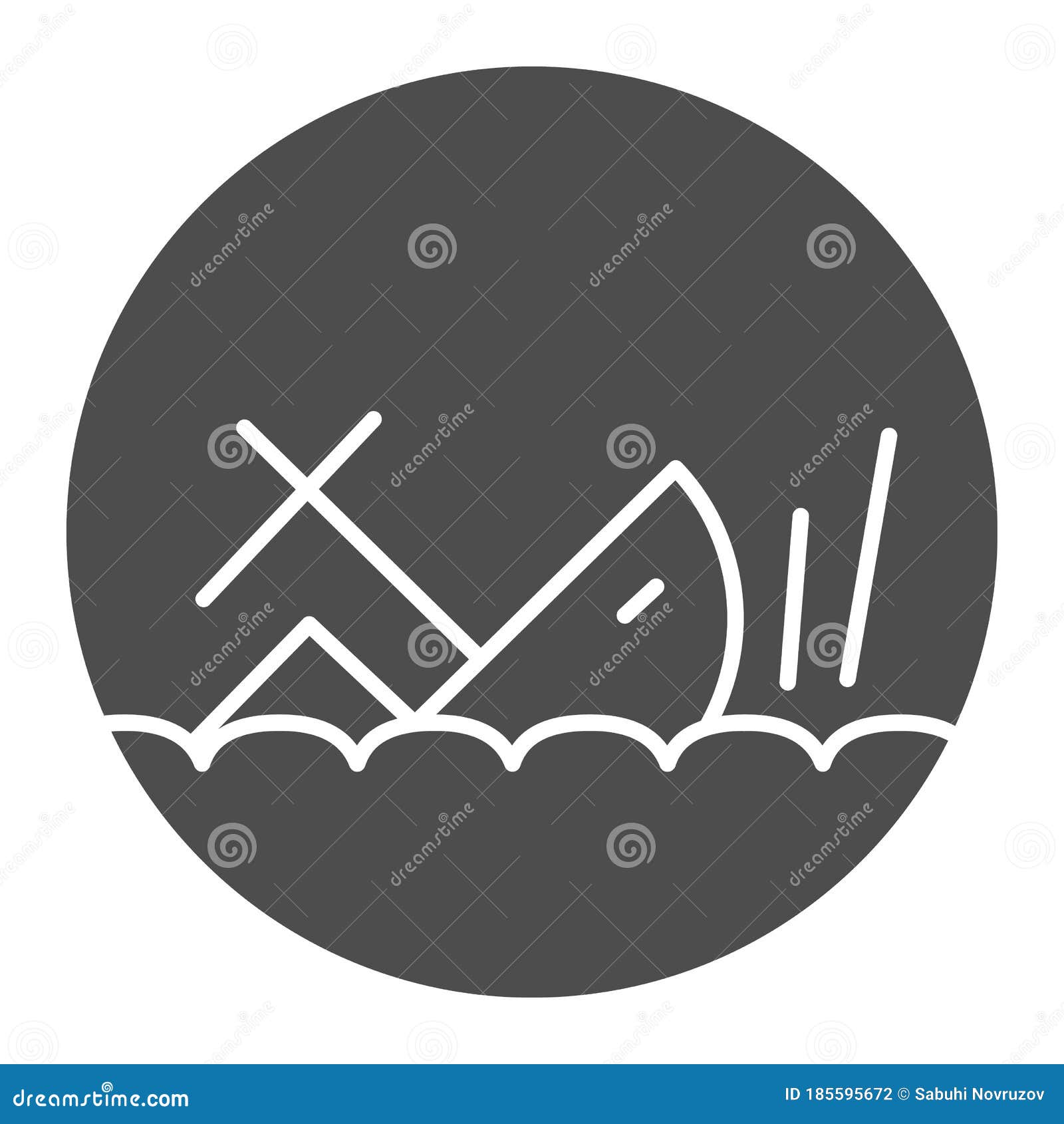 Shipwreck Solid Icon, Marine Concept, Sinking Ship Sign on White ...