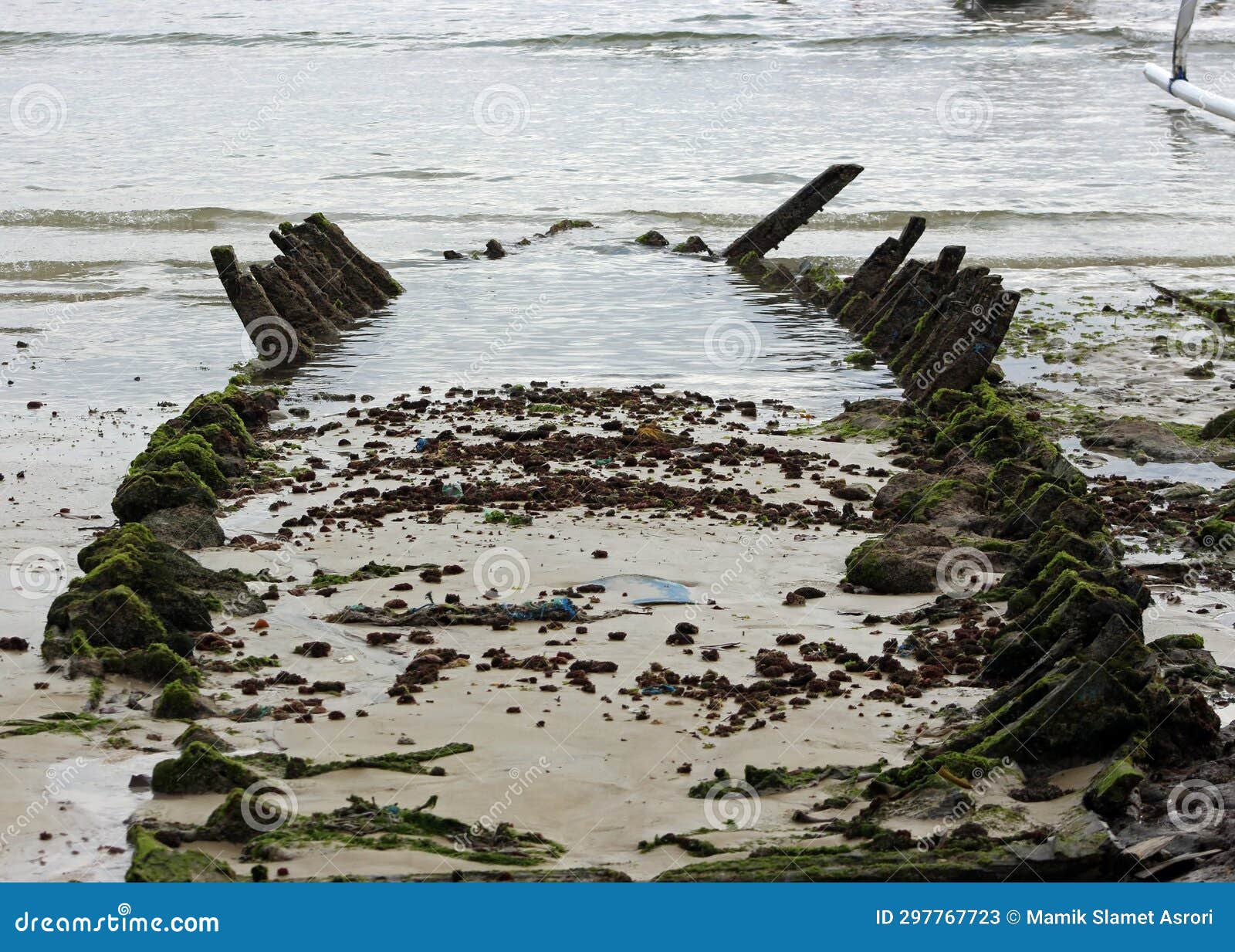 Shipwreck Stranded on the Shore of Nusa Lembongan, Bali. Stock Image ...