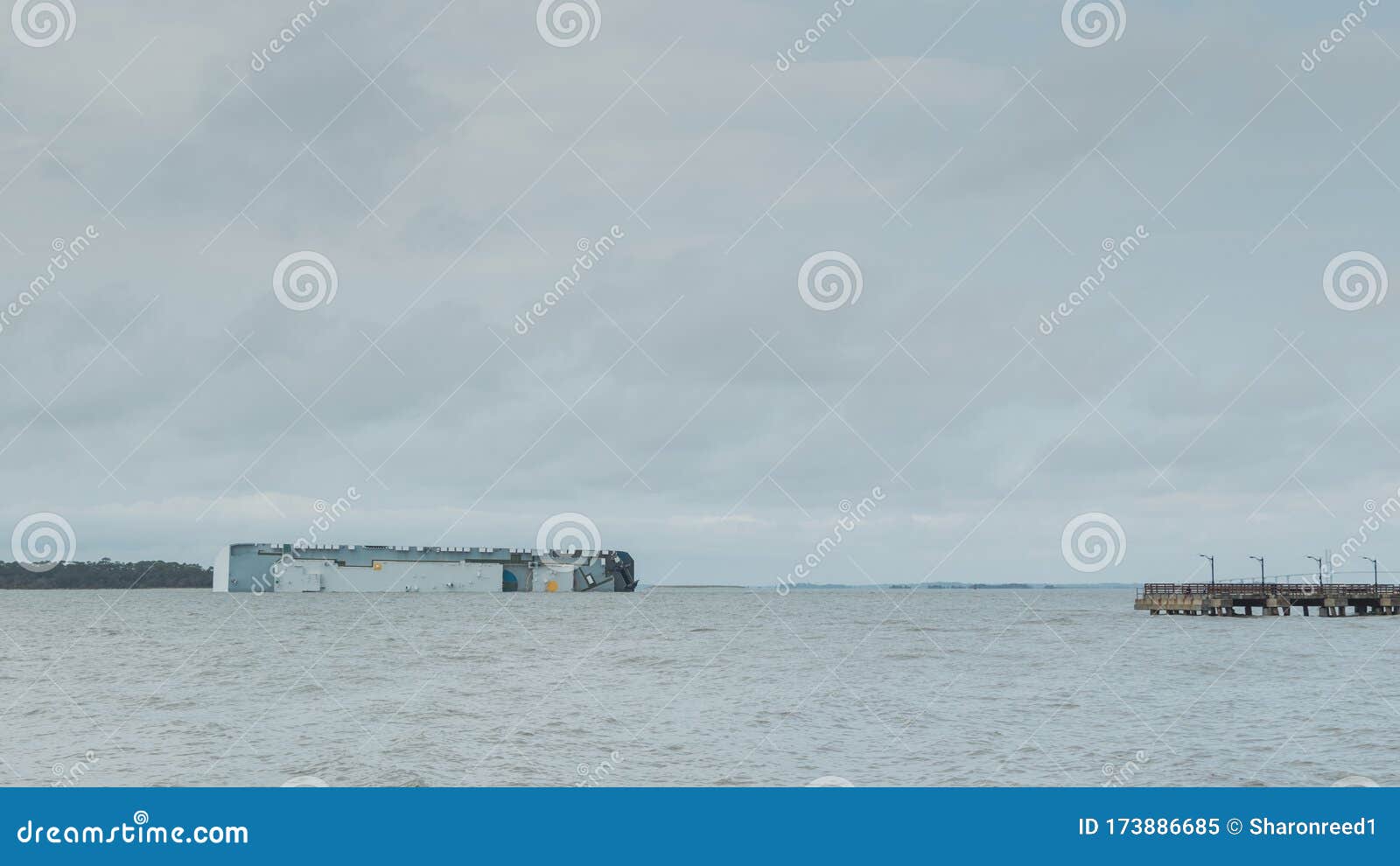 A Shipwrecked Cargo Ship in St. Simons Sound, Georgia. Circa Sept 2019 ...