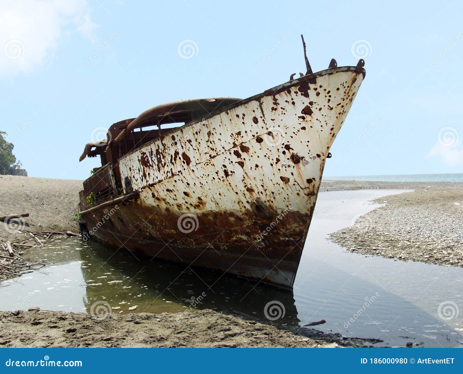 Shipwrecked Ship. Old Rusty Ship Stock Photo - Image of rusty, summer ...