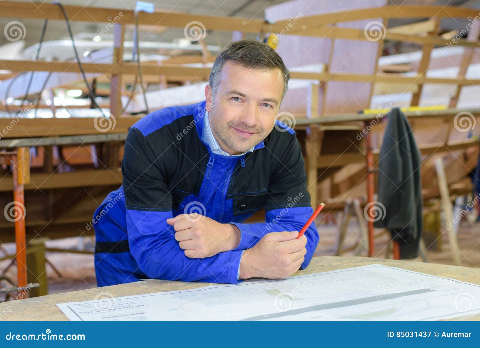 Shipwright Posing in Shipyard Stock Image - Image of shipyard, craft ...