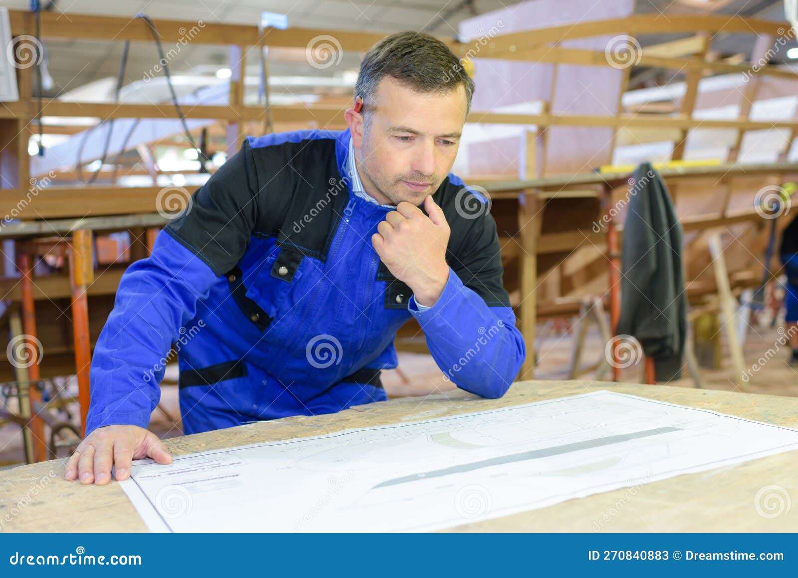 Shipwright studying design stock image. Image of order - 270840883