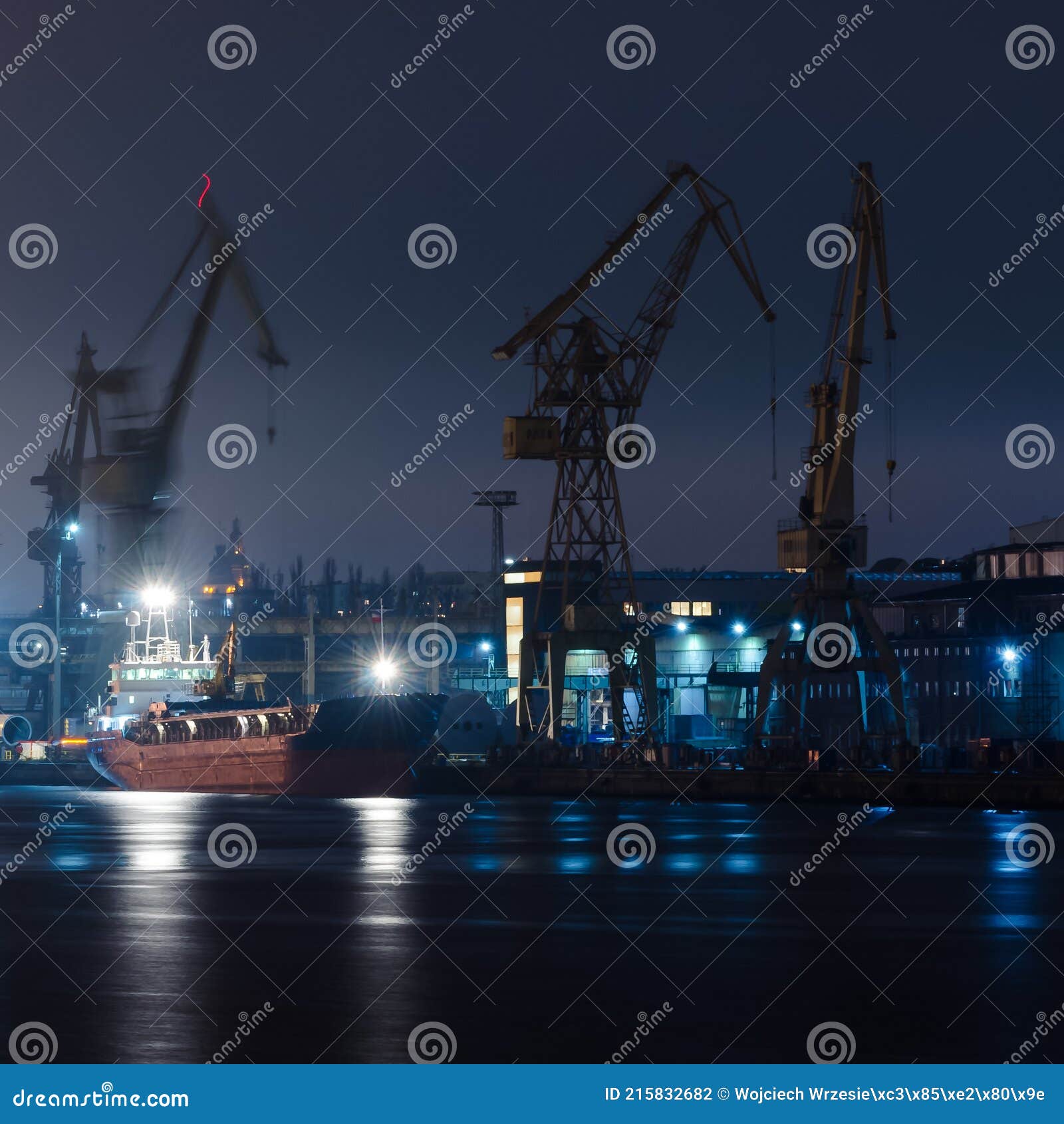 SHIPYARD at NIGHT stock photo. Image of capital, evolution - 215832682
