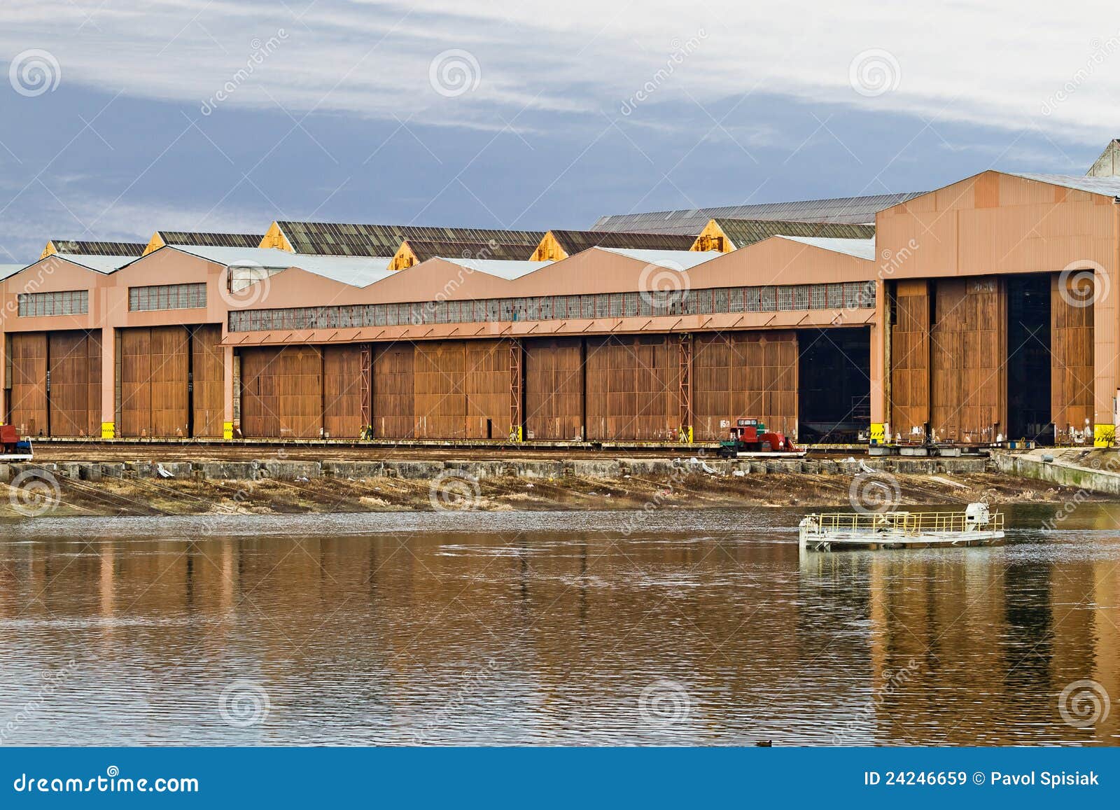 Shipyard with boat lifter stock image. Image of navigation - 24246659