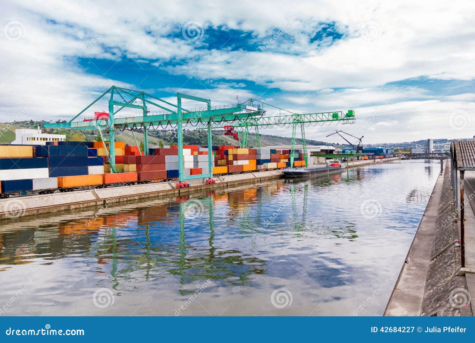 Shipyard with Containers and Cranes Stock Image - Image of pier, global ...