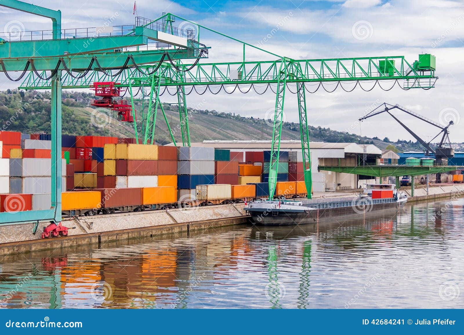 Shipyard with Containers and Cranes Stock Image - Image of export ...