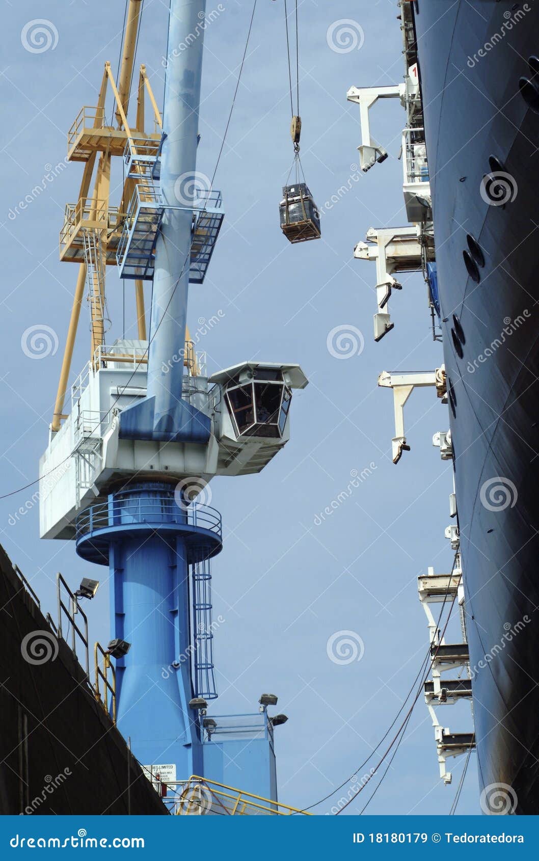 Shipyard Crane at work stock image. Image of harbor, deck - 18180179