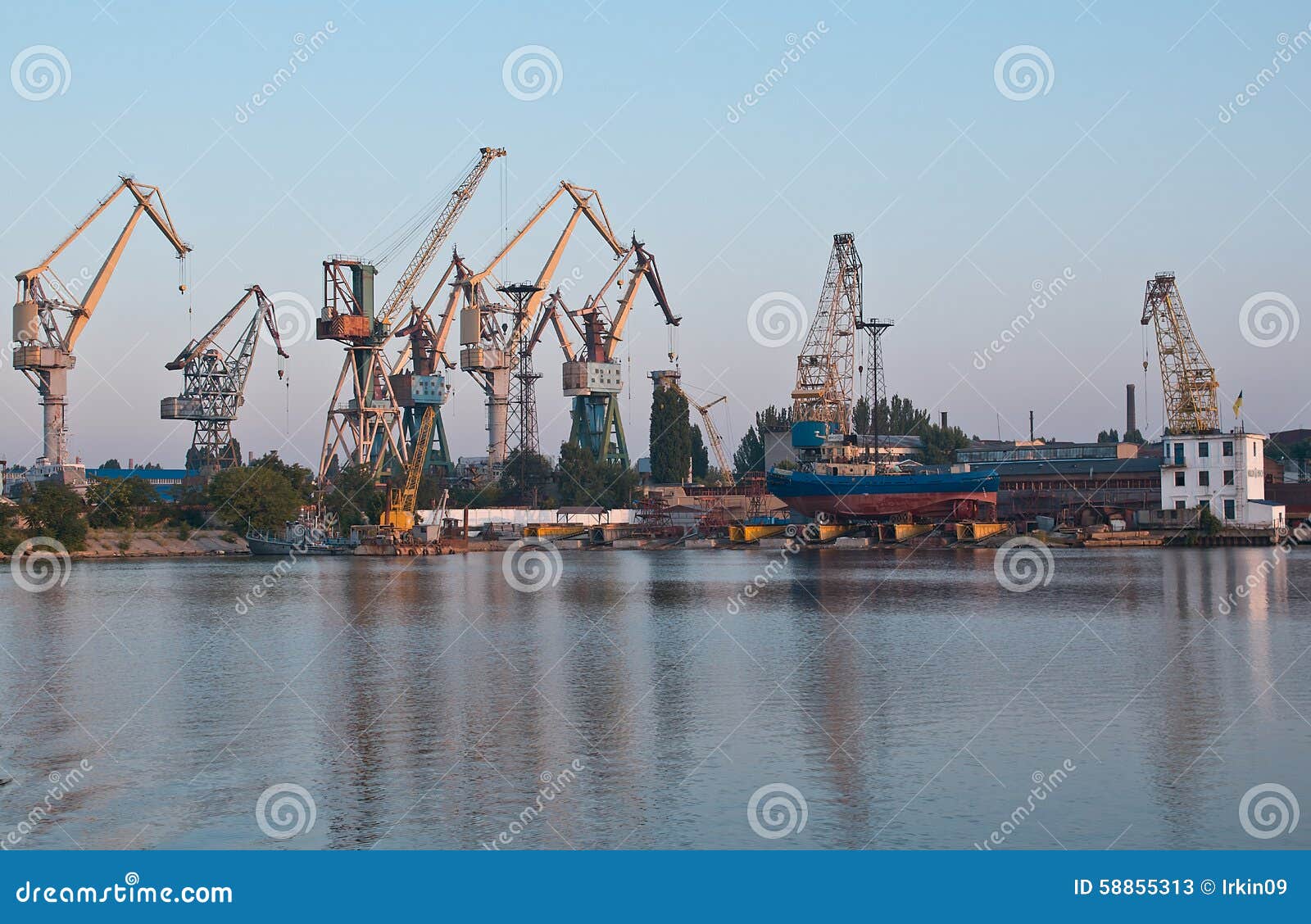 Shipyard cranes stock image. Image of rudder, cargo, shipping - 58855313
