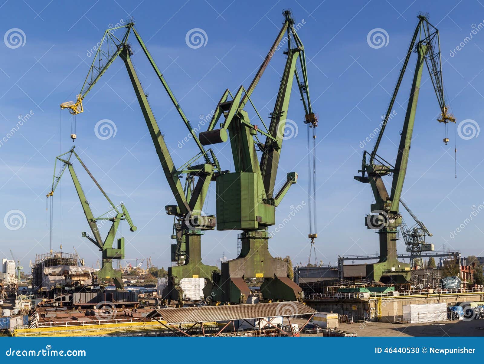 The shipyard cranes stock photo. Image of dock, building - 46440530