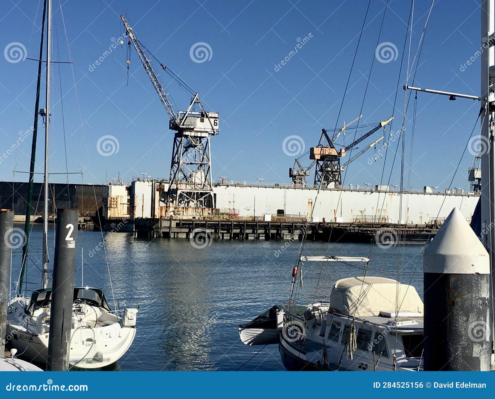 Shipyard cranes 3 stock photo. Image of cove, shipyard - 284525156