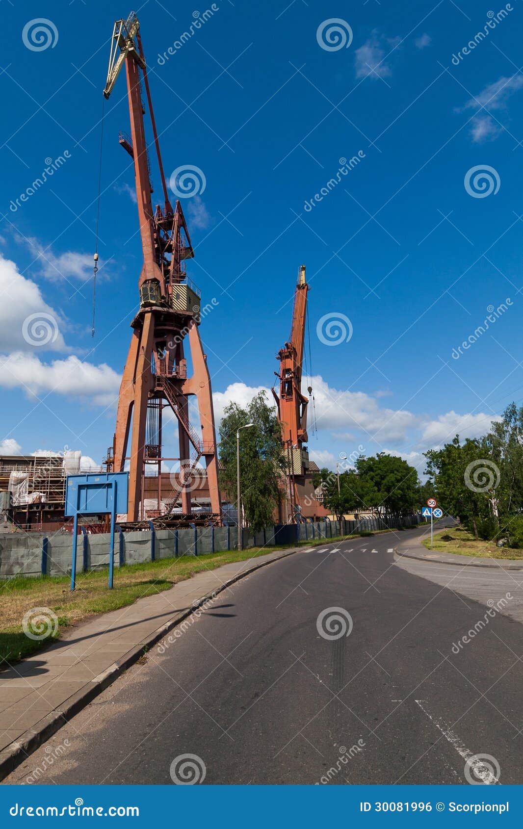 Two cranes stock photo. Image of shipbuilding, vertical - 30081996