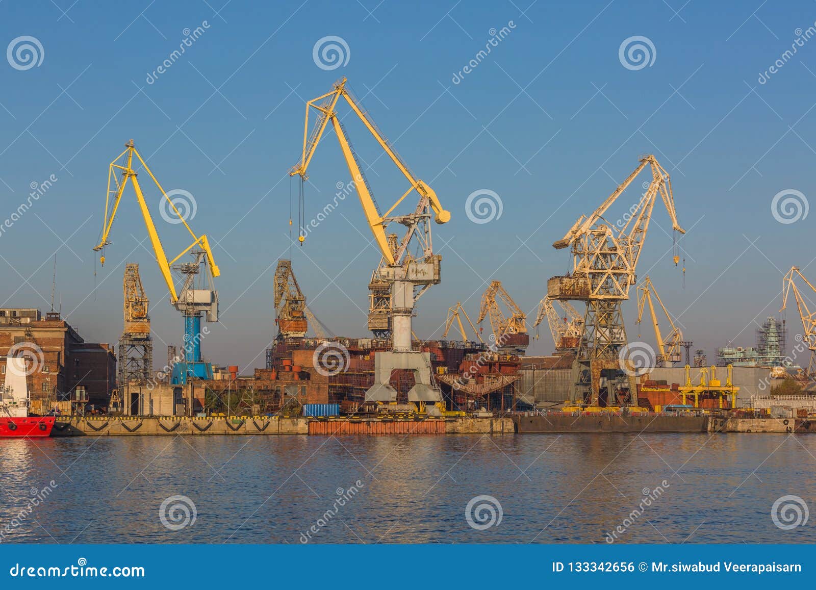 Shipyard Have Crane Machine, Shipyard Industry Stock Photo - Image of ...
