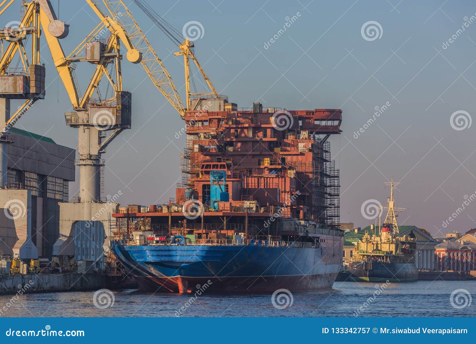 Shipyard Have Crane Machine, Shipyard Industry Stock Image - Image of ...