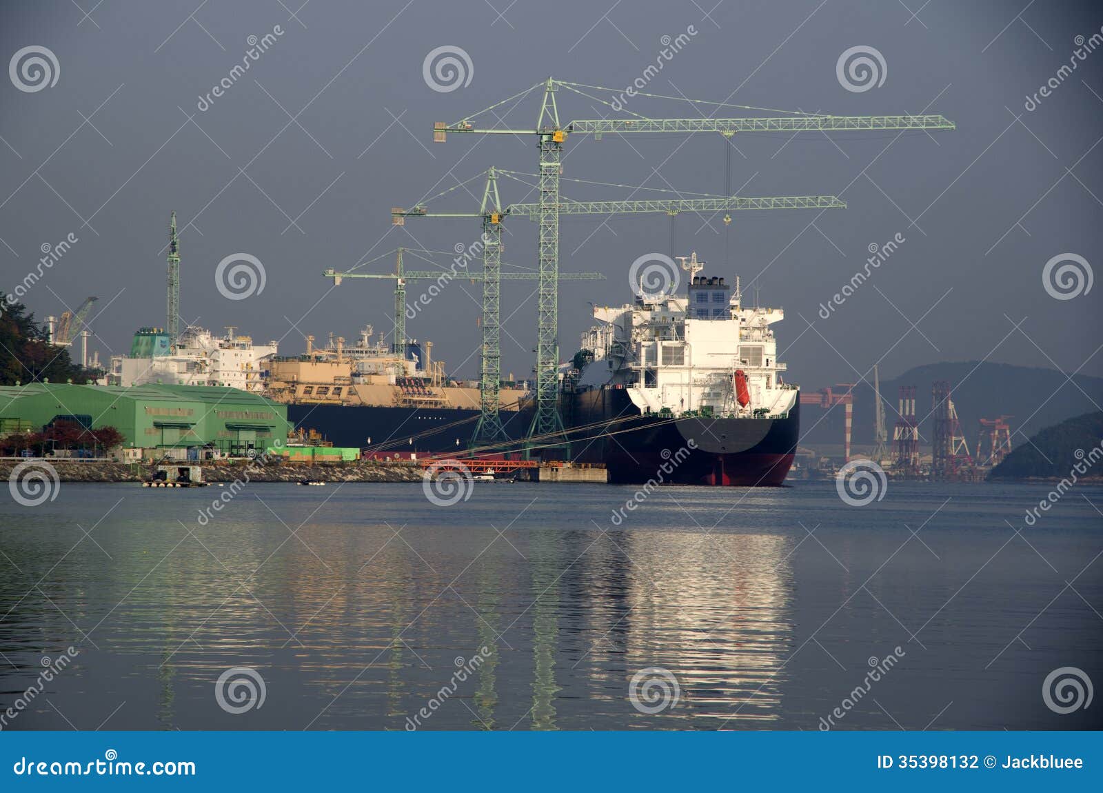 Shipyard on island stock photo. Image of calm, geoje - 35398132