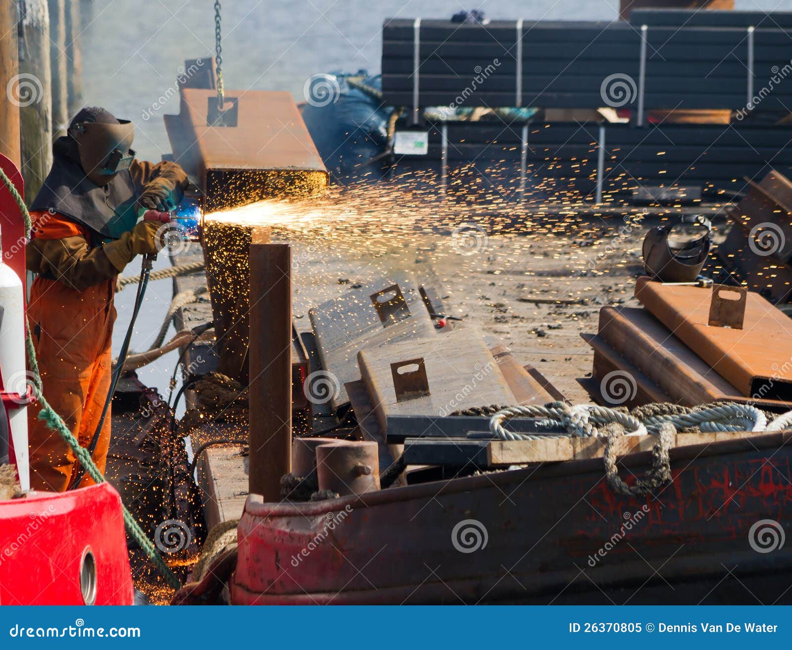 Shipyard metal worker stock image. Image of cutting, protection - 26370805