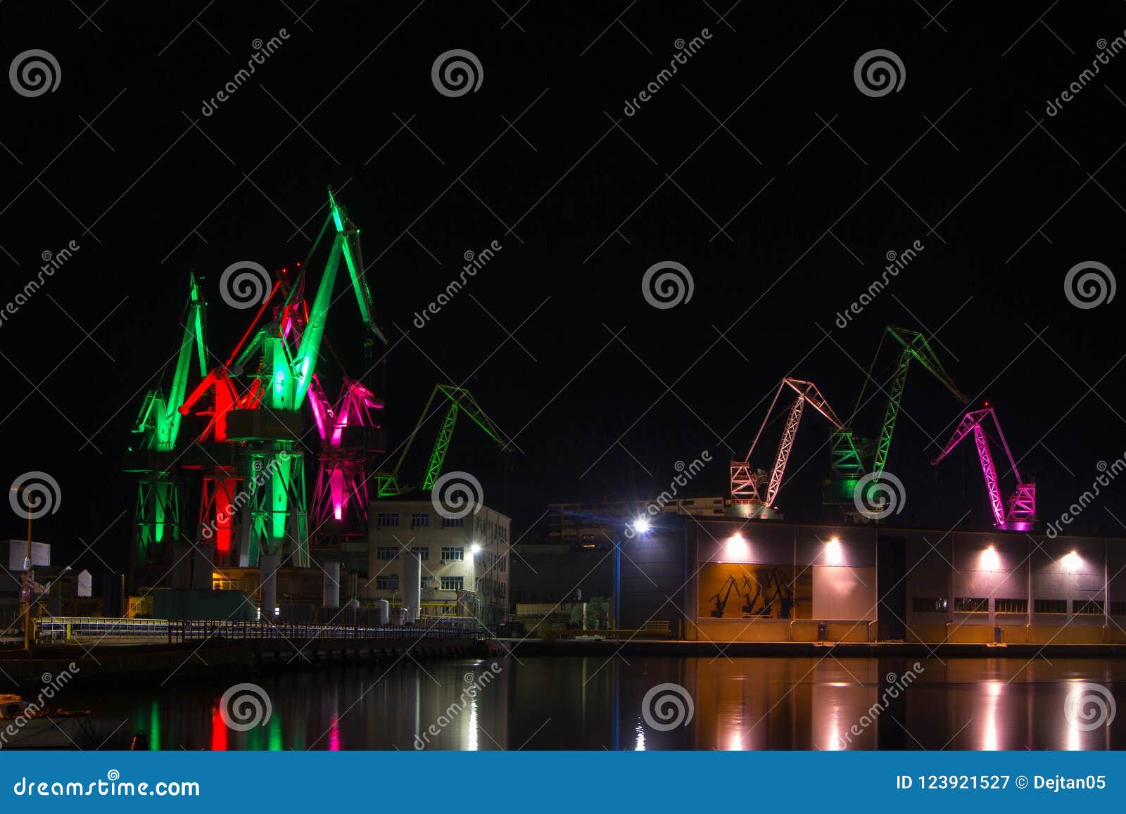Shipyard at night stock image. Image of boat, marine - 123921527