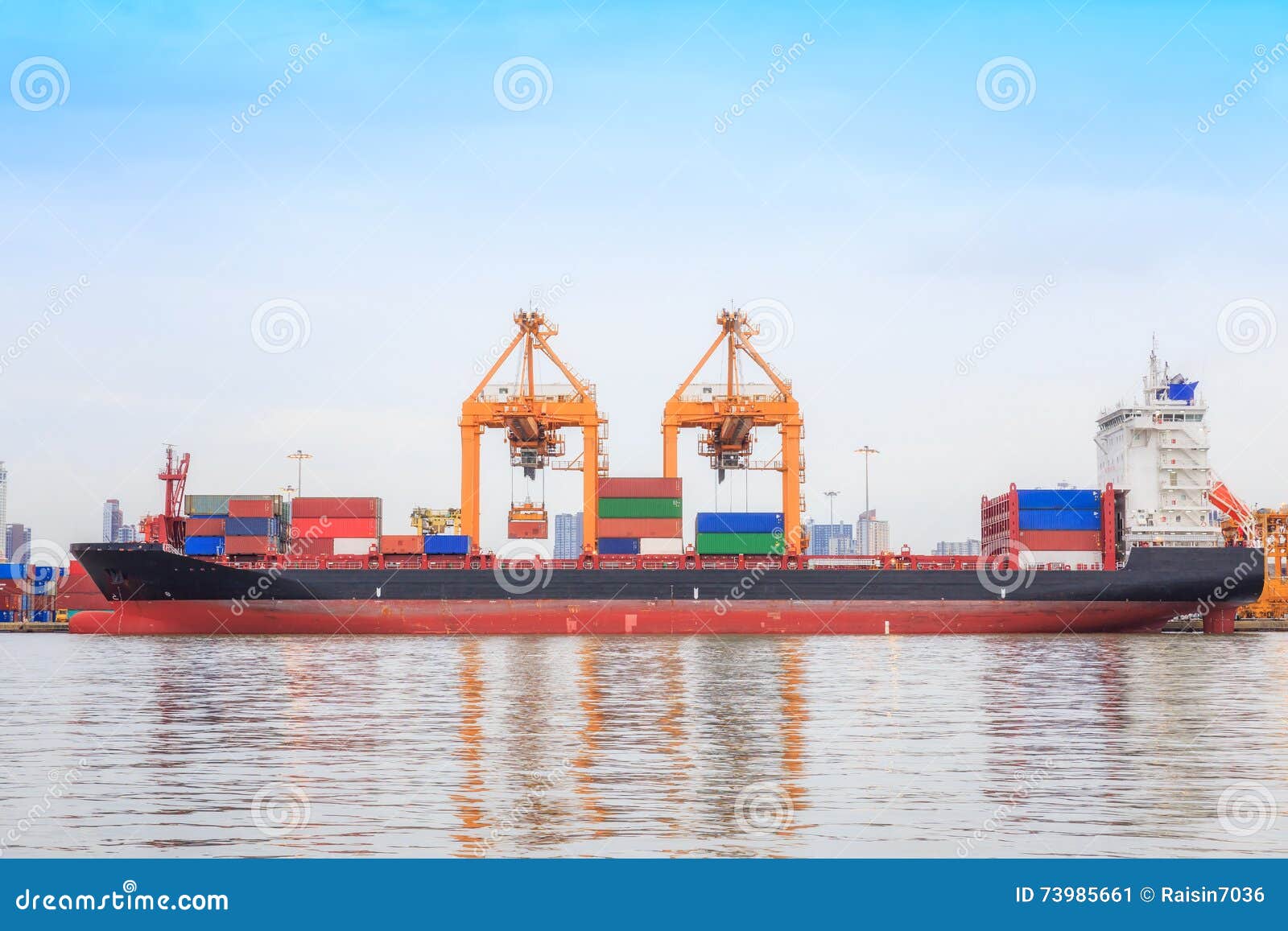 Shipyard Port Terminal Loading for Cargo or Shipping Background. Stock ...