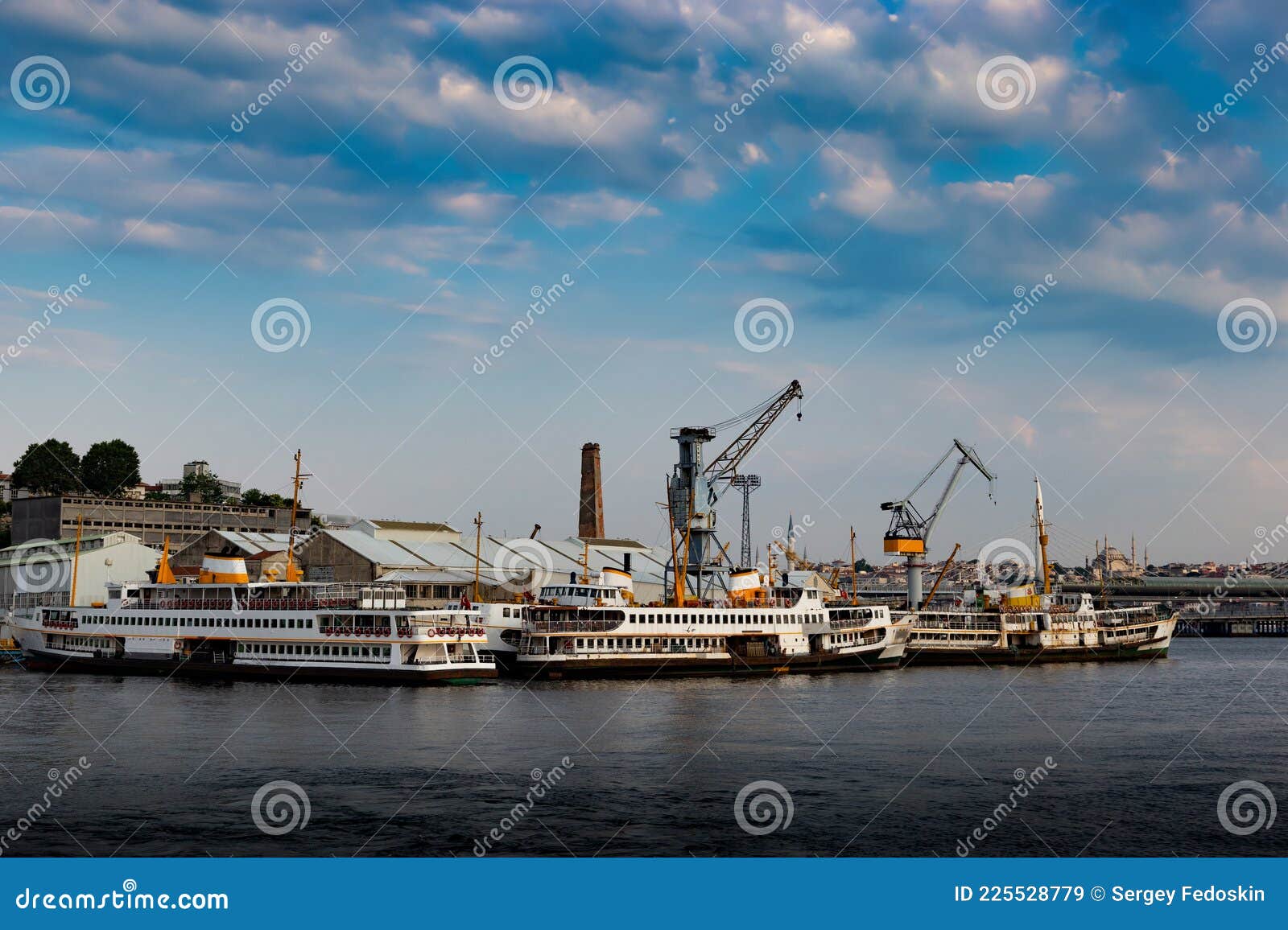 Shipyard with Ships in Istanbul. Turkey Stock Image - Image of mosque ...