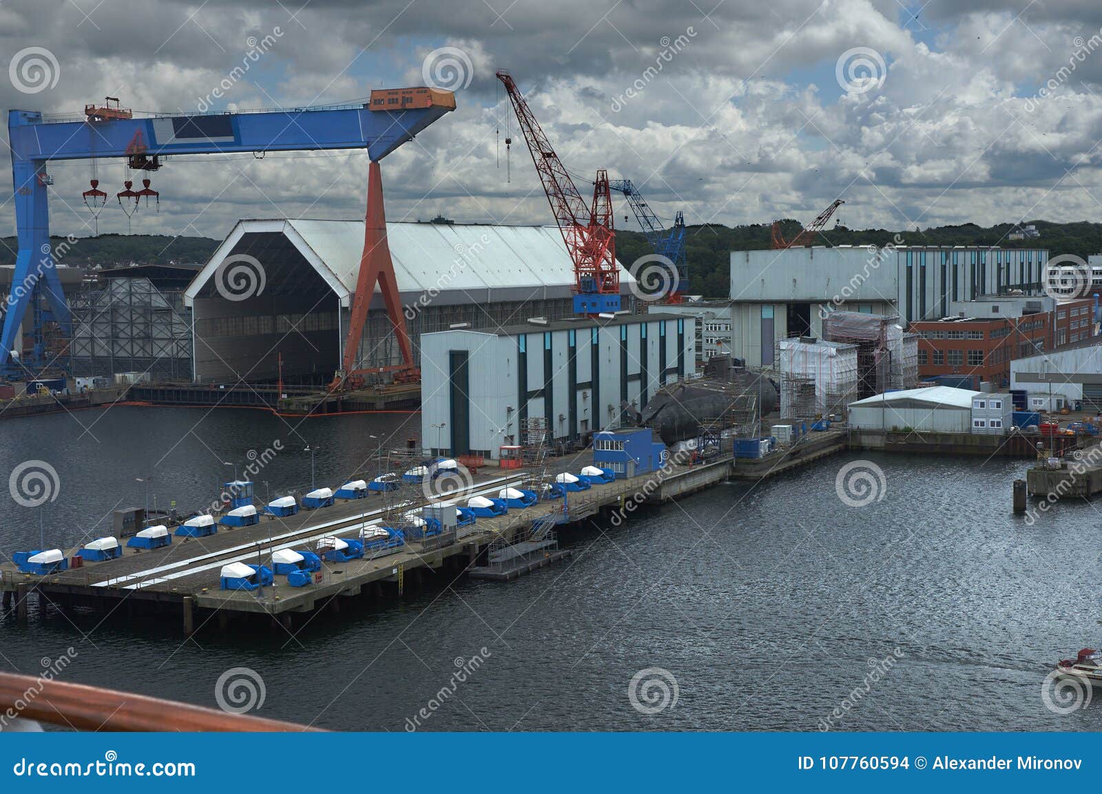 Shipyard with the Submarine Stock Photo - Image of reparature, cargo ...